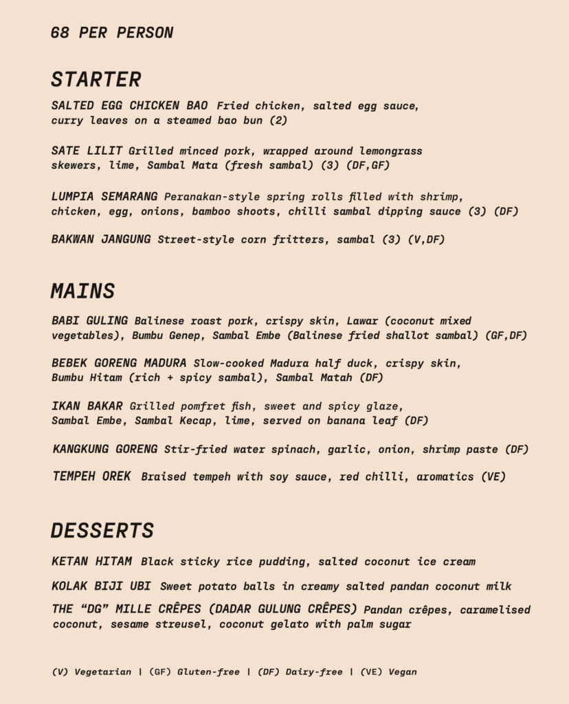Set Menu - Kata Kita - Indonesian Fusion Melbourne